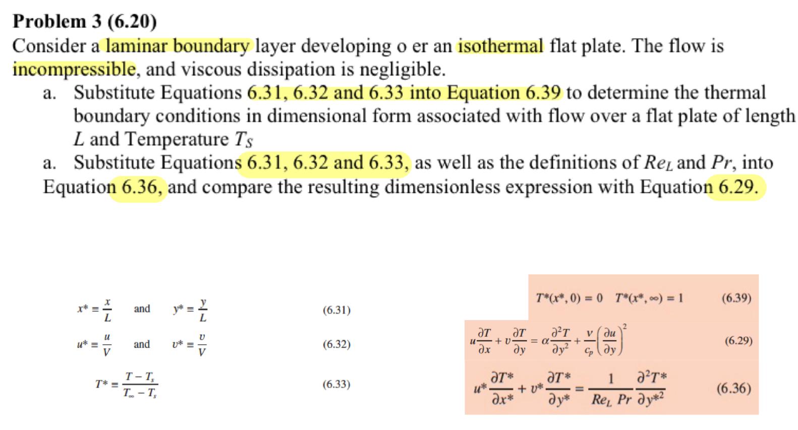 Solved Problem 3 (6.20) Consider a laminar boundary layer | Chegg.com