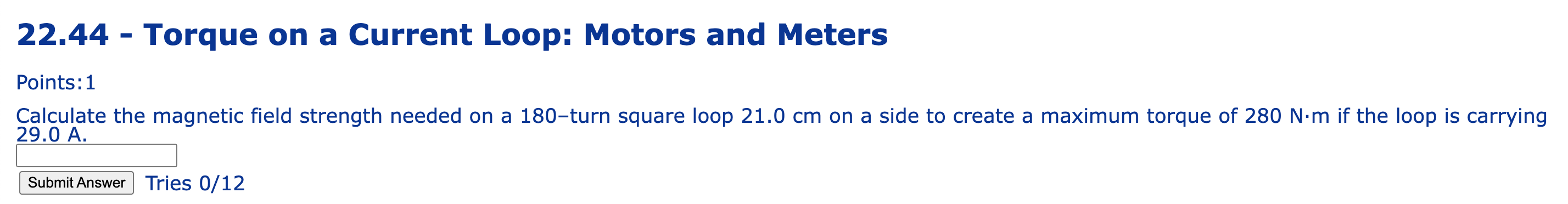 Solved 22.44 Torque on a Current Loop: Motors and Meters | Chegg.com