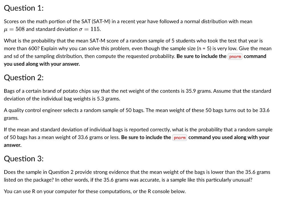Solved Scores on the math portion of the SAT (SAT-M) in a | Chegg.com