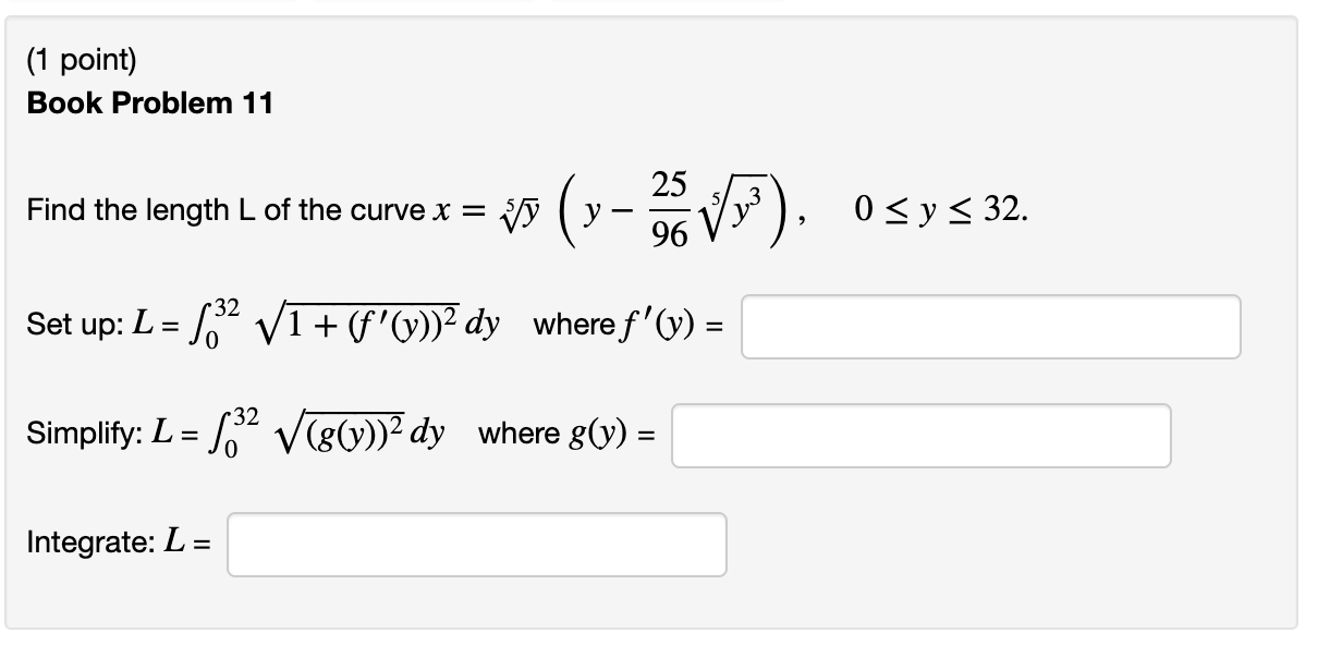 Solved (1 point) Book Problem 13 Find the length L of the | Chegg.com