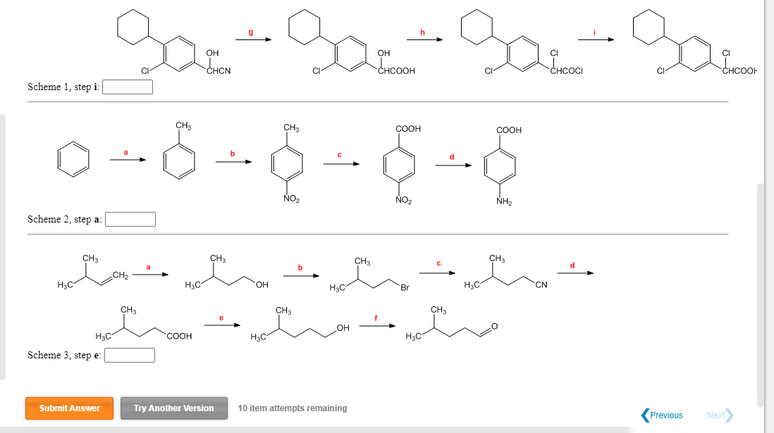Solved For each of the reaction schemes depicted below, | Chegg.com