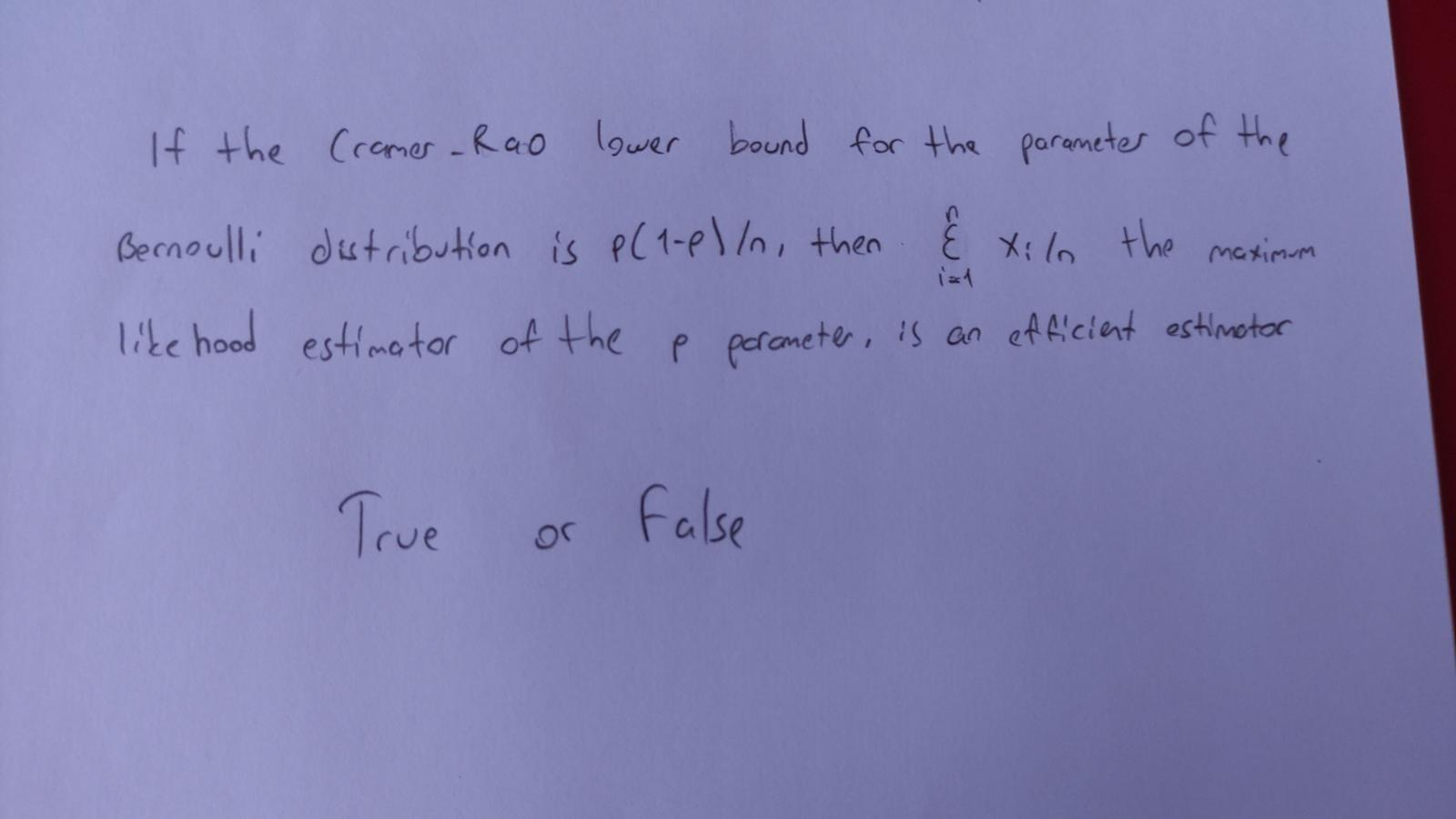 Solved If the Cramer - Rao lower bound for the parameter of | Chegg.com