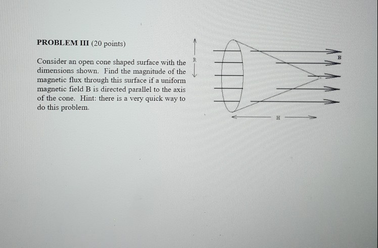 Solved PROBLEM III (20 points) Consider an open cone shaped | Chegg.com
