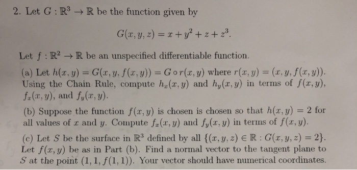 Solved 2. Let G : R3R be the function given by G(x, y, z) | Chegg.com