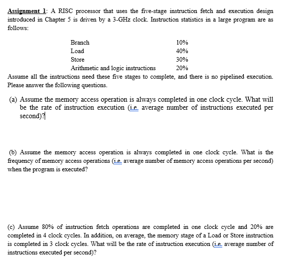 Solved Assignment 1: A RISC processor that uses the | Chegg.com