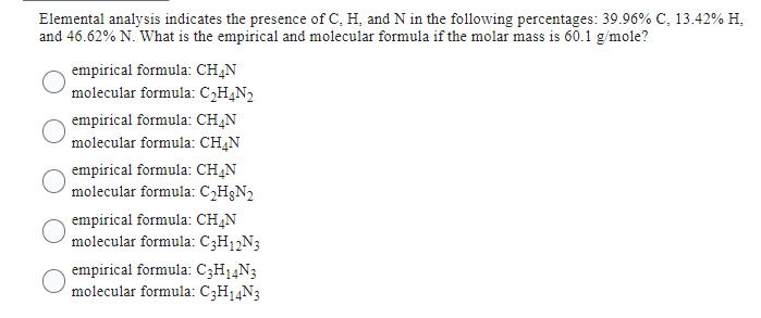 Solved Elemental analysis indicates the presence of C,H, and | Chegg.com