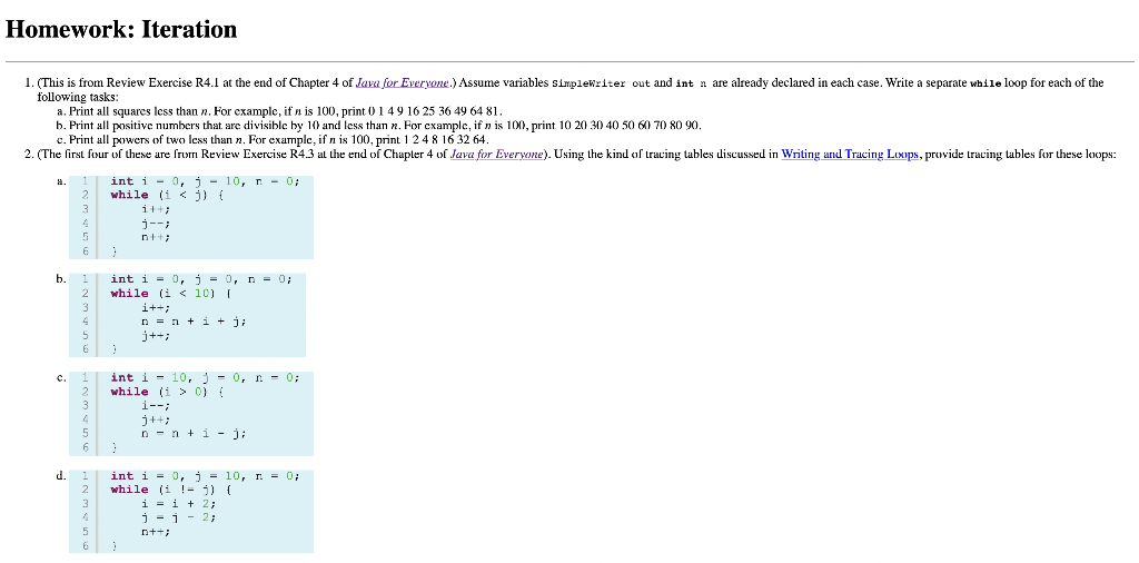 Solved Homework: Iteration 1. (This is from Review Exercise | Chegg.com