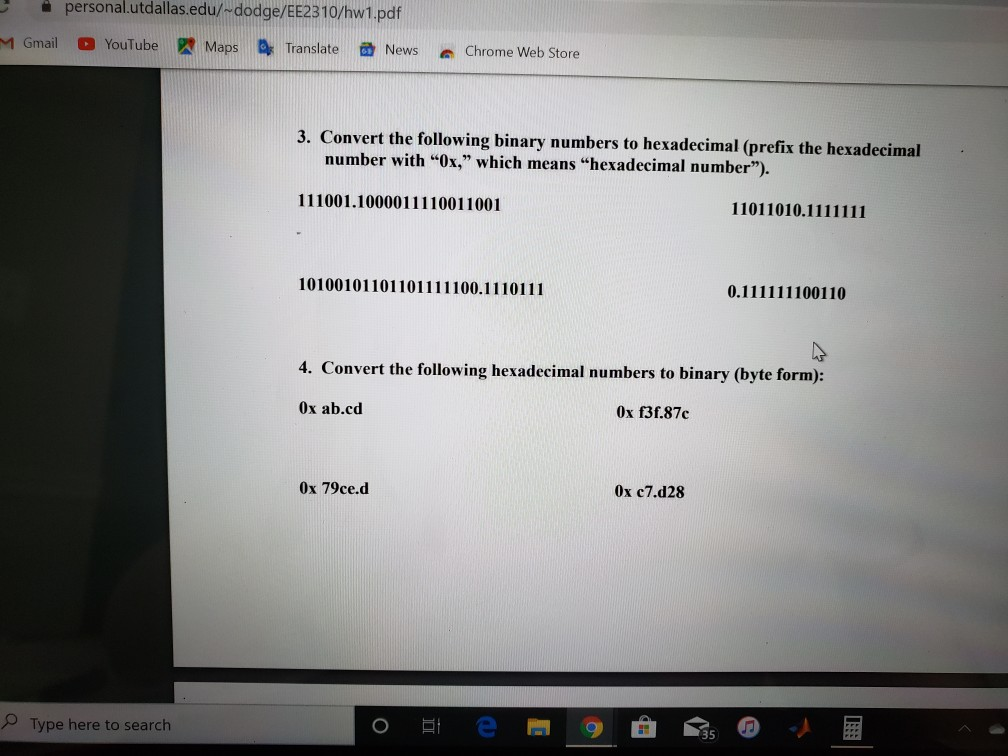 Solved EE 2310 Homework #1—Binary Numbers and Numeric | Chegg.com