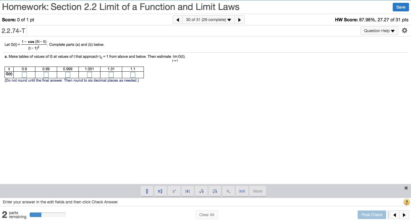 Solved Homework: Section 2.2 Limit of a Function and Limit | Chegg.com