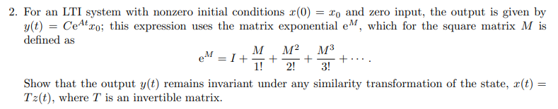 Solved 2. For an LTI system with nonzero initial conditions | Chegg.com