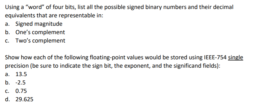 Solved Using a “word” of four bits, list all the possible | Chegg.com