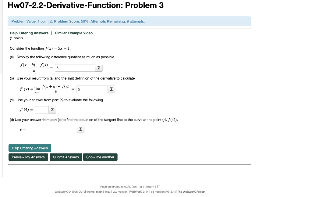 Solved Hw07 2 2 Derivative Function Problem 3 Problem