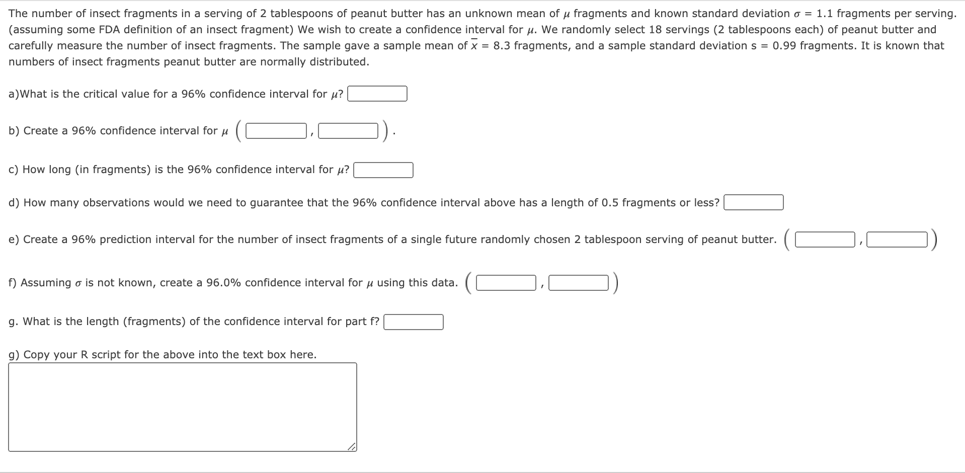 Solved The number of insect fragments in a serving of 2 | Chegg.com