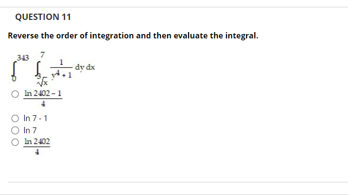 Solved Reverse the order of integration and then evaluate | Chegg.com