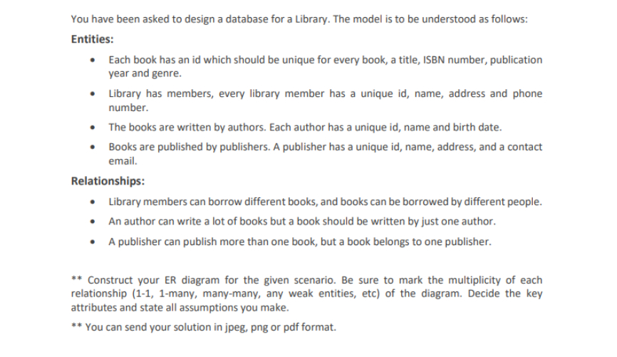 Solved You have been asked to design a database for a | Chegg.com