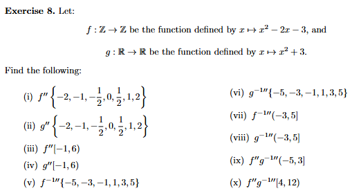 Solved Exercise 8. ﻿Let:f:Z→Z be ﻿the function defined | Chegg.com