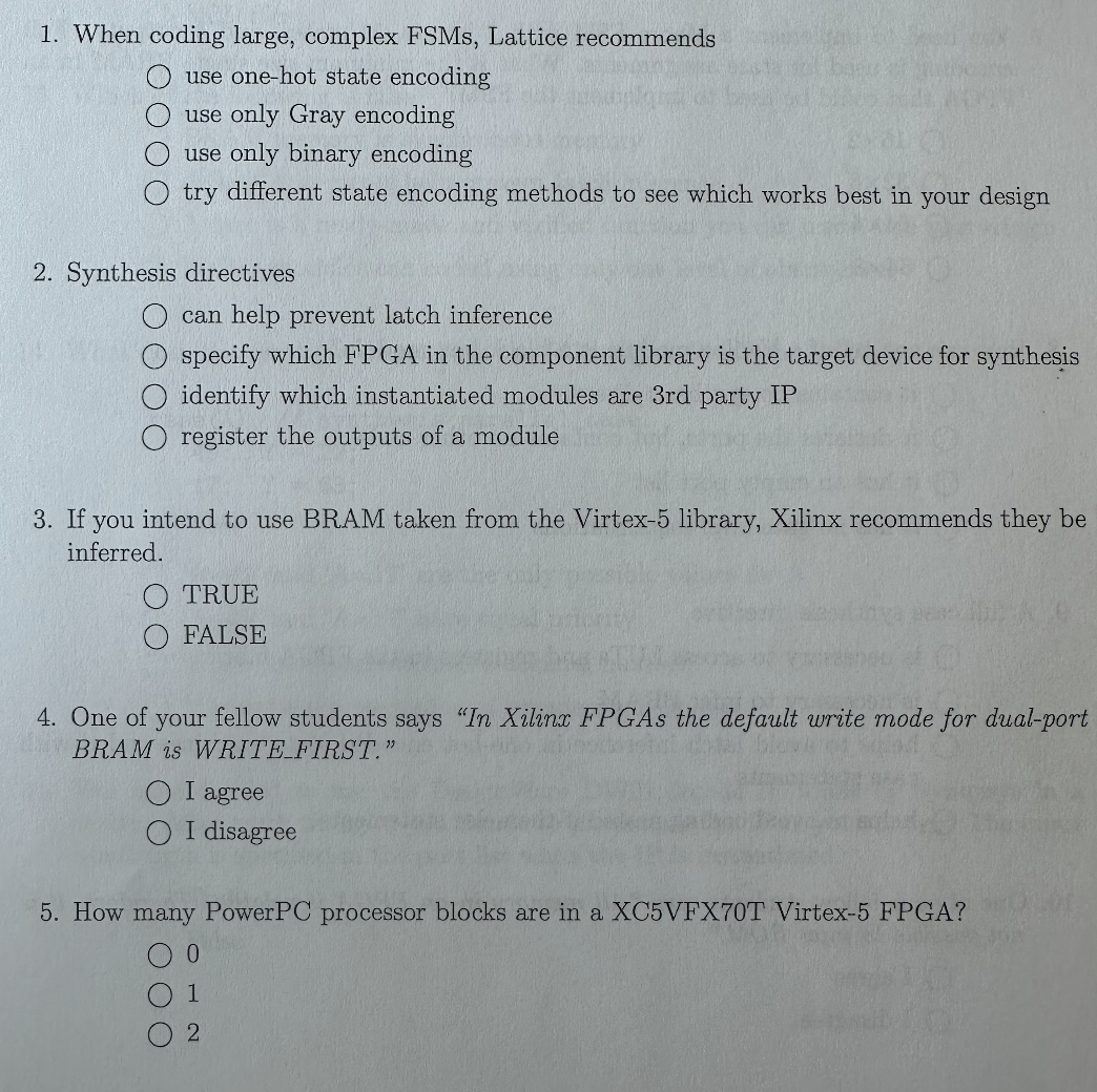 Solved 1. When coding large, complex FSMs, Lattice | Chegg.com