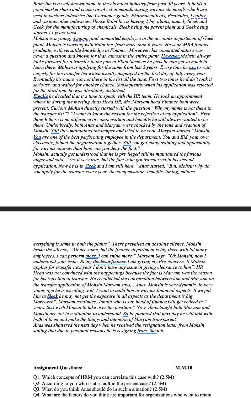 Solved Balm Inc. is a well-known name in the chemical | Chegg.com