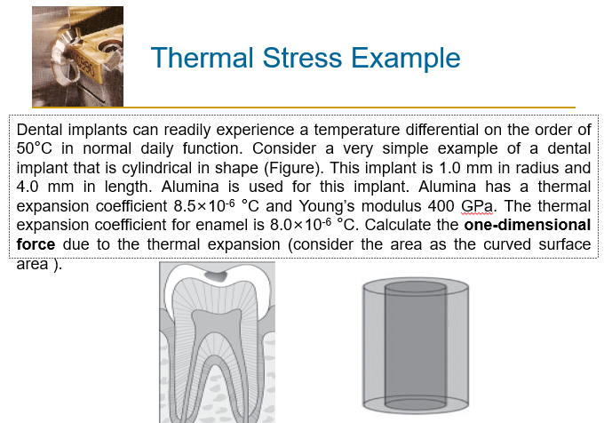 Solved Thermal Stress Example Dental implants can readily | Chegg.com