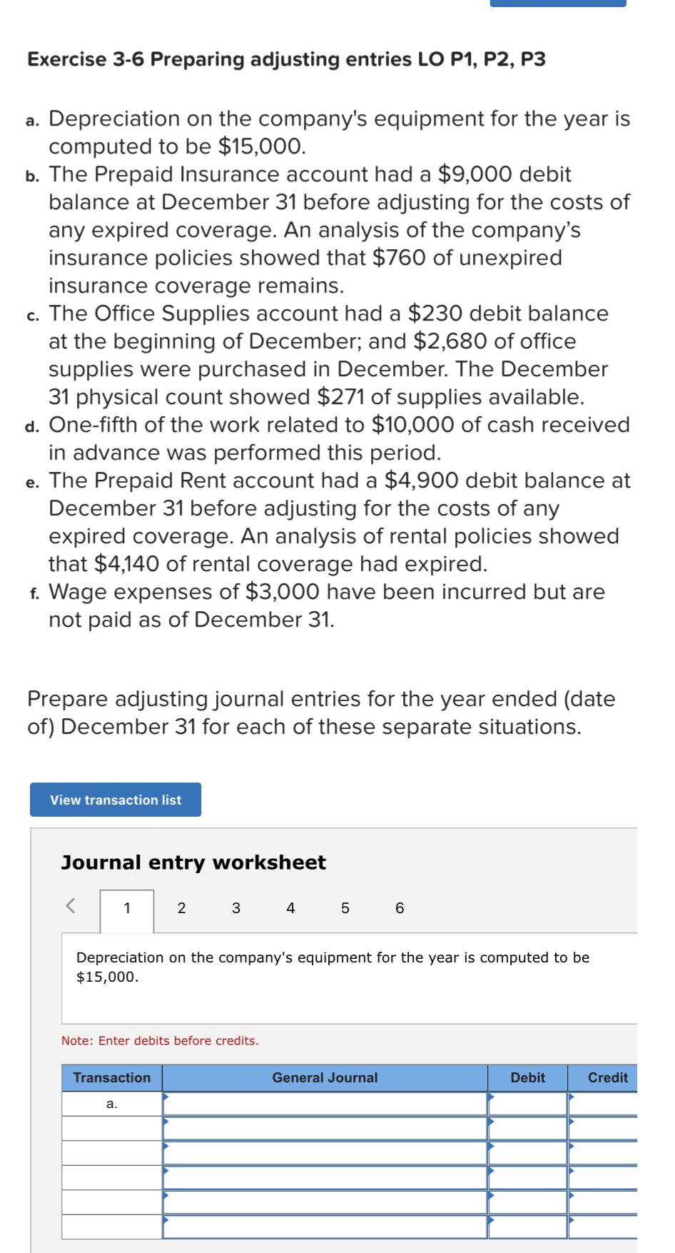 Solved Exercise 3-6 Preparing adjusting entries LO P1, P2, | Chegg.com
