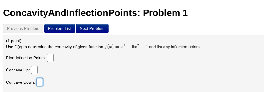 Solved ConcavityAndInflectionPoints: Problem 1 Previous | Chegg.com