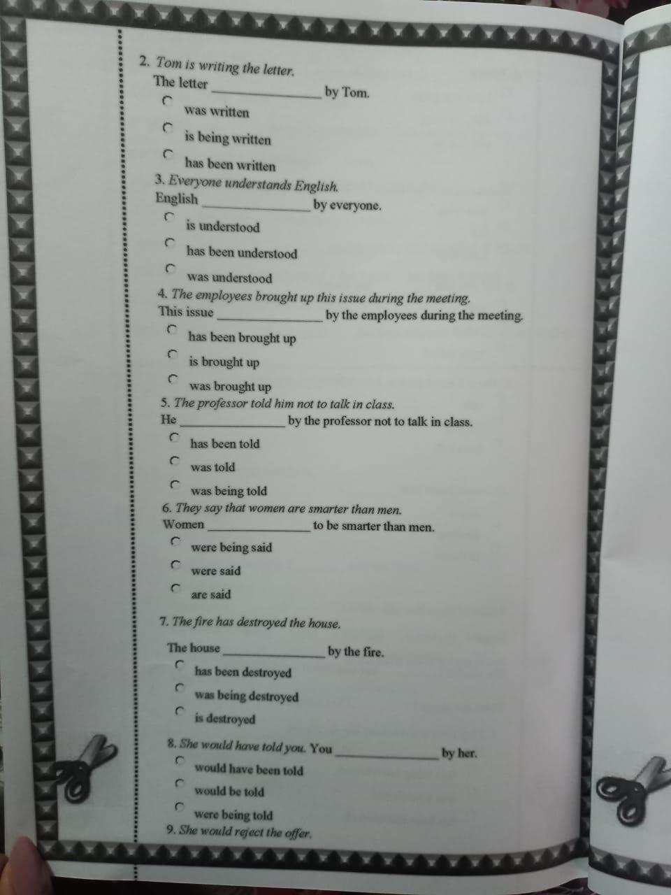 Solved 2. Tom is writing the letter. The letter by Tom. was | Chegg.com