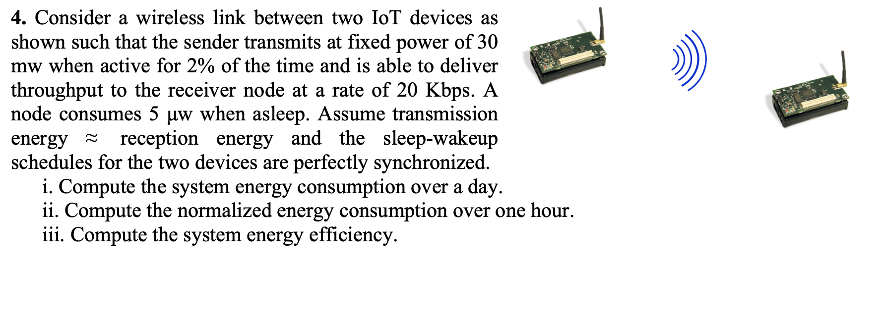 4. Consider a wireless link between two IoT devices | Chegg.com