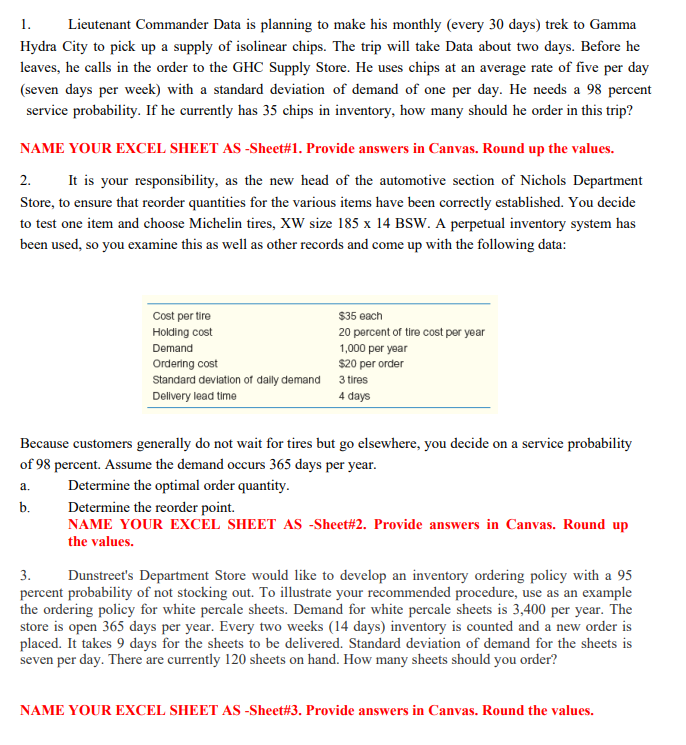 Solved 1. Lieutenant Commander Data is planning to make his | Chegg.com