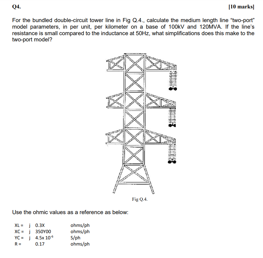 Solved For the bundled double-circuit tower line in Fig | Chegg.com