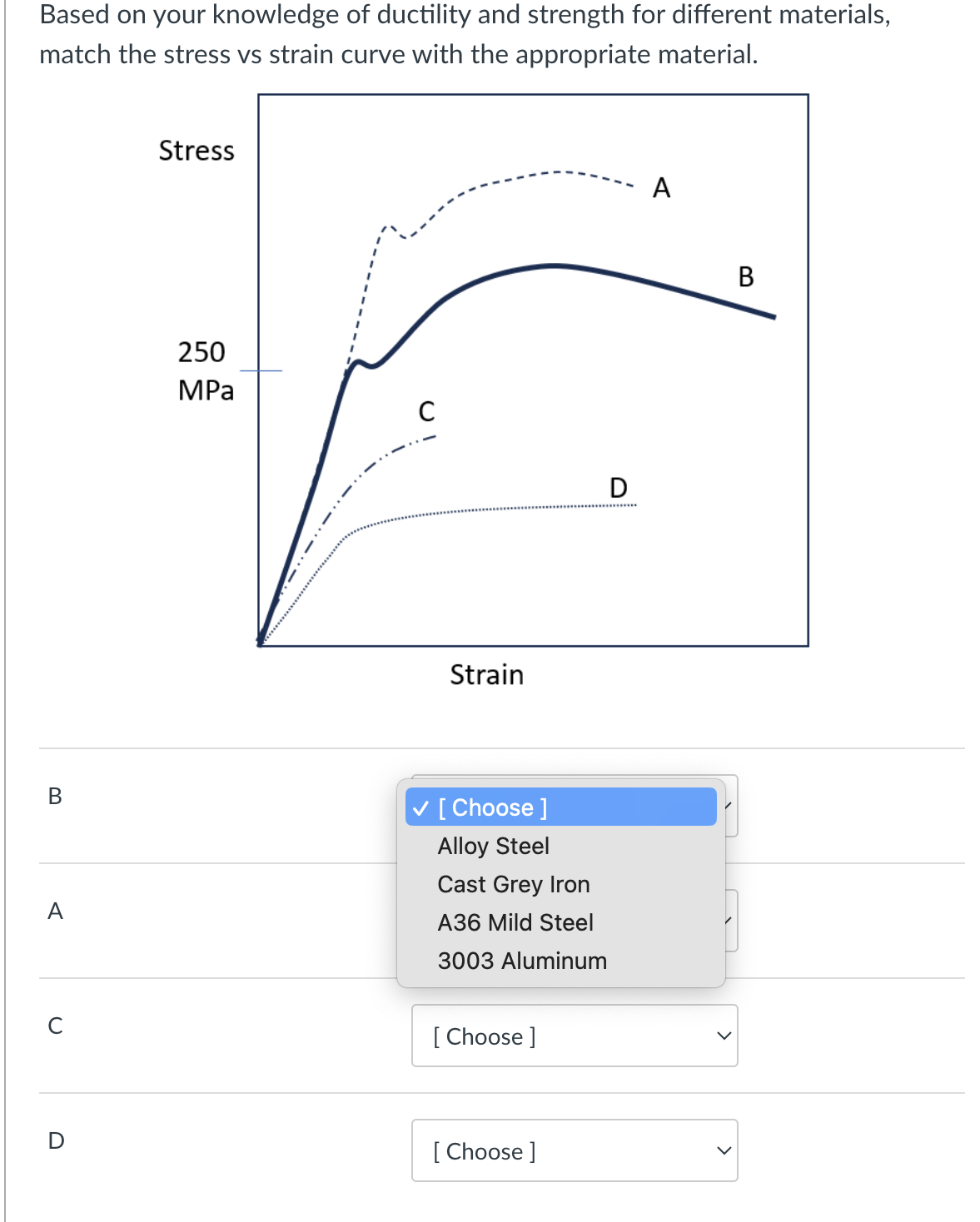 Solved Based on your knowledge of ductility and strength for | Chegg.com