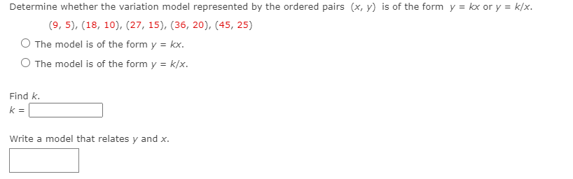 Solved Determine whether the variation model represented by | Chegg.com