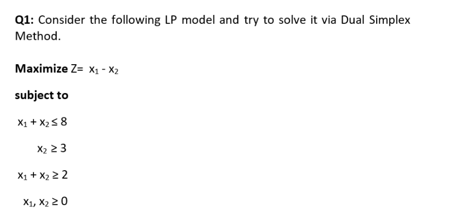 Solved Q1: Consider the following LP model and try to solve | Chegg.com