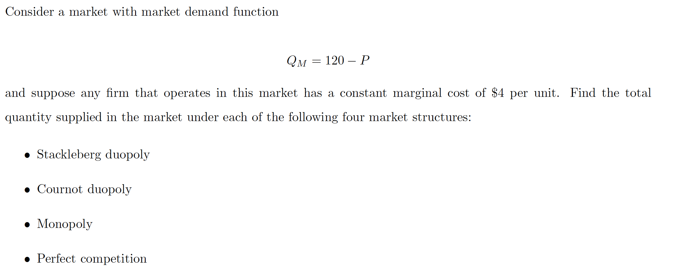 Solved Consider a market with market demand function Qм QM = | Chegg.com
