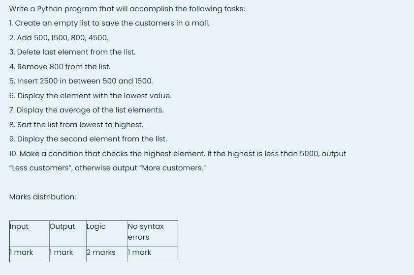 Solved Write a Python program that will accomplish the | Chegg.com