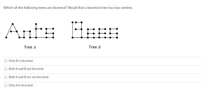 Solved Which of the following trees are bicentral? Recall | Chegg.com