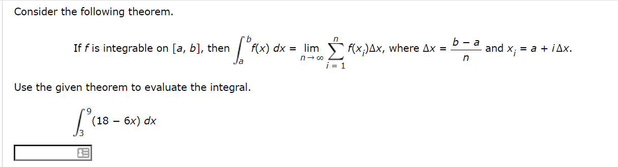 Solved Consider the following theorem. b If f is integrable | Chegg.com
