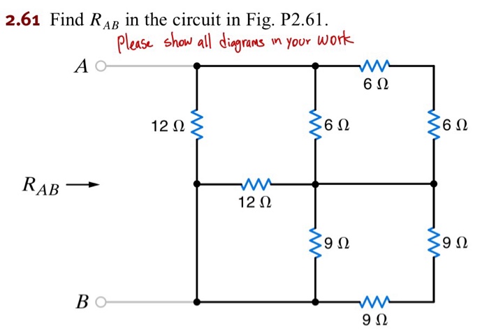 Solved Find R_AB in the circuit in Fig. P2.61. | Chegg.com