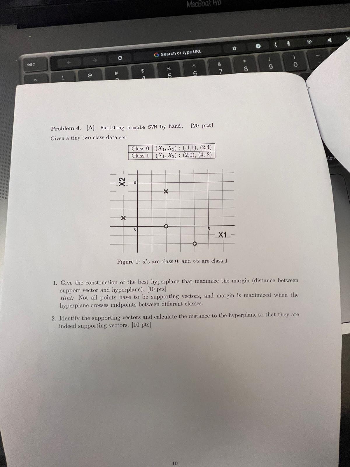 Solved Problem 4. [A] Building simple SVM by hand. [20 pts] | Chegg.com