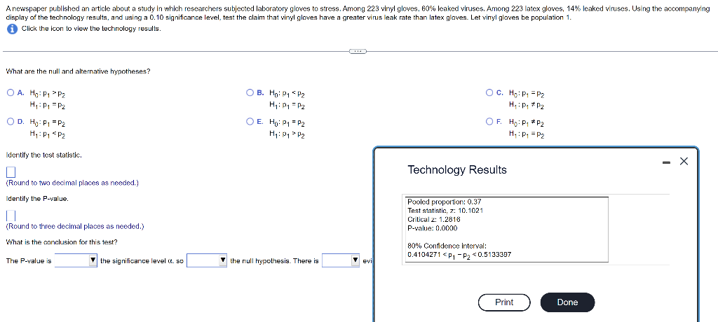 Solved display of the technology results, and using a 0.10 | Chegg.com