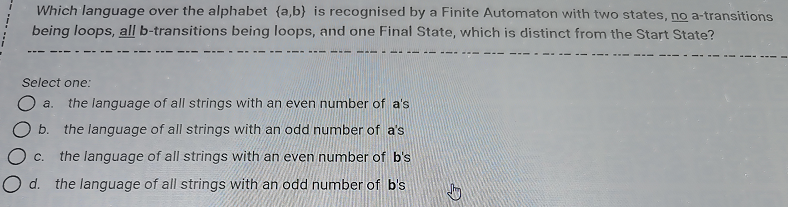 Solved Which language over the alphabet {a,b} is recognised | Chegg.com