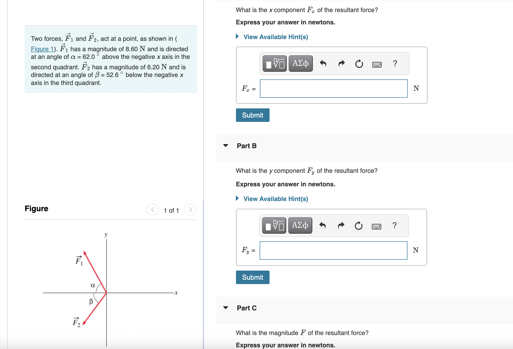 Solved What is the x component Fx of the resultant force? | Chegg.com