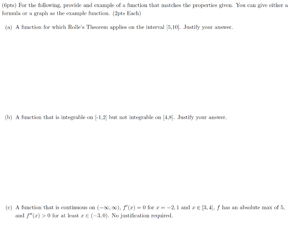 Solved (6pts) For the following, provide and example of a | Chegg.com
