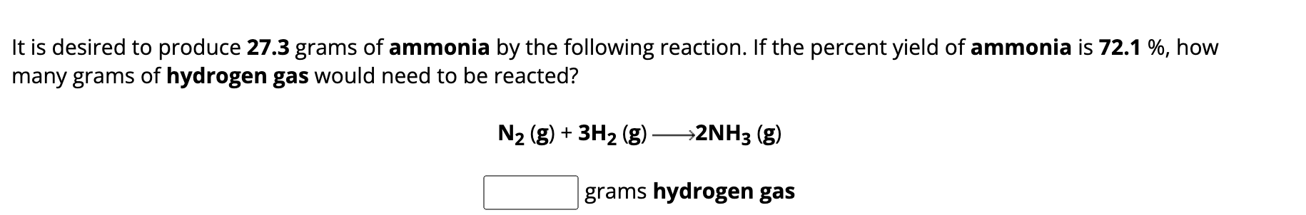 Solved It is desired to produce 27.3 grams of ammonia by the | Chegg.com