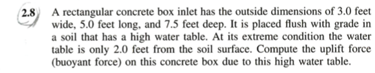 Solved 8 A rectangular concrete box inlet has the outside | Chegg.com