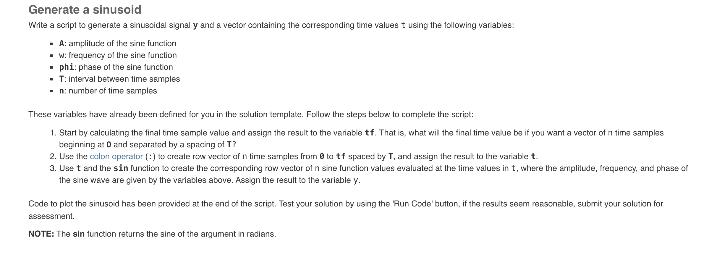 Solved Generate A Sinusoid Write A Script To Generate A 7788