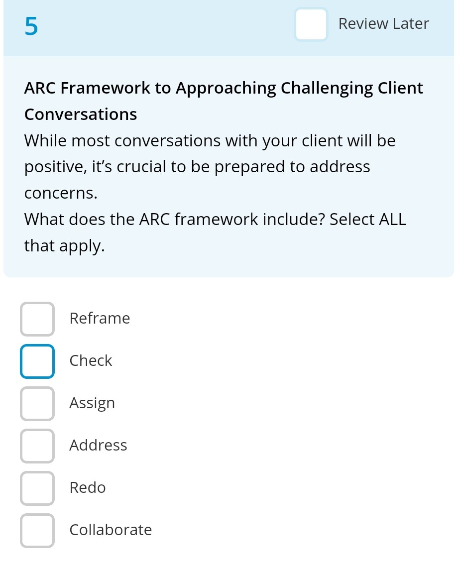 Solved 5 Review Later ARC Framework to Approaching | Chegg.com
