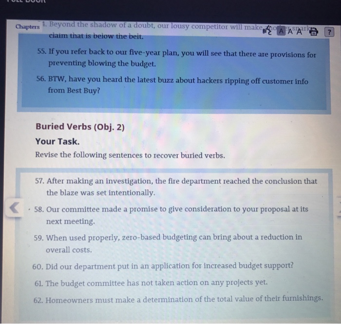 Solved Chapters 1. Beyond the shadow of a doubt, our lousy | Chegg.com