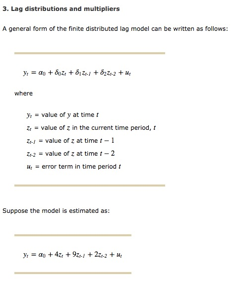 Solved 3. Lag distributions and multipliers A general form | Chegg.com