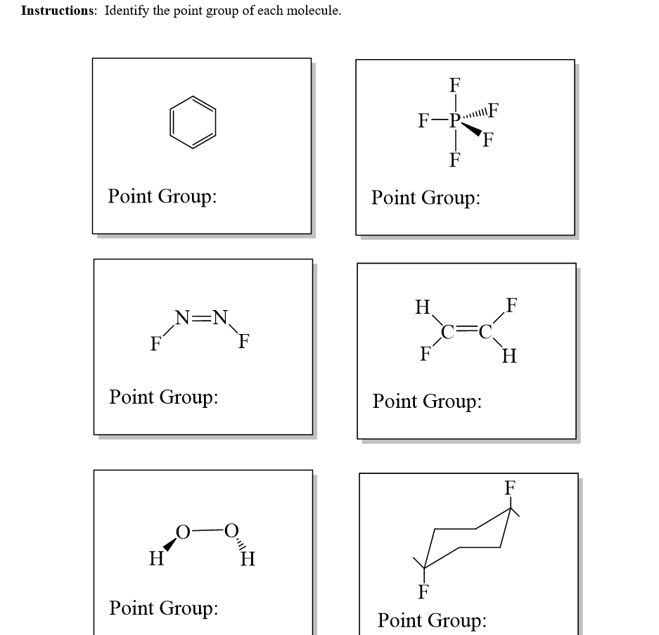 Solved Instructions: Identify the point group of each | Chegg.com