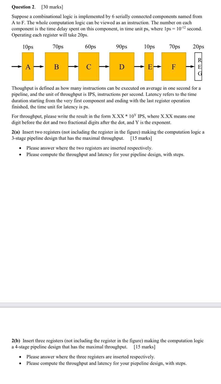 Question 2 [30 marks] Suppose a combinational logic | Chegg.com